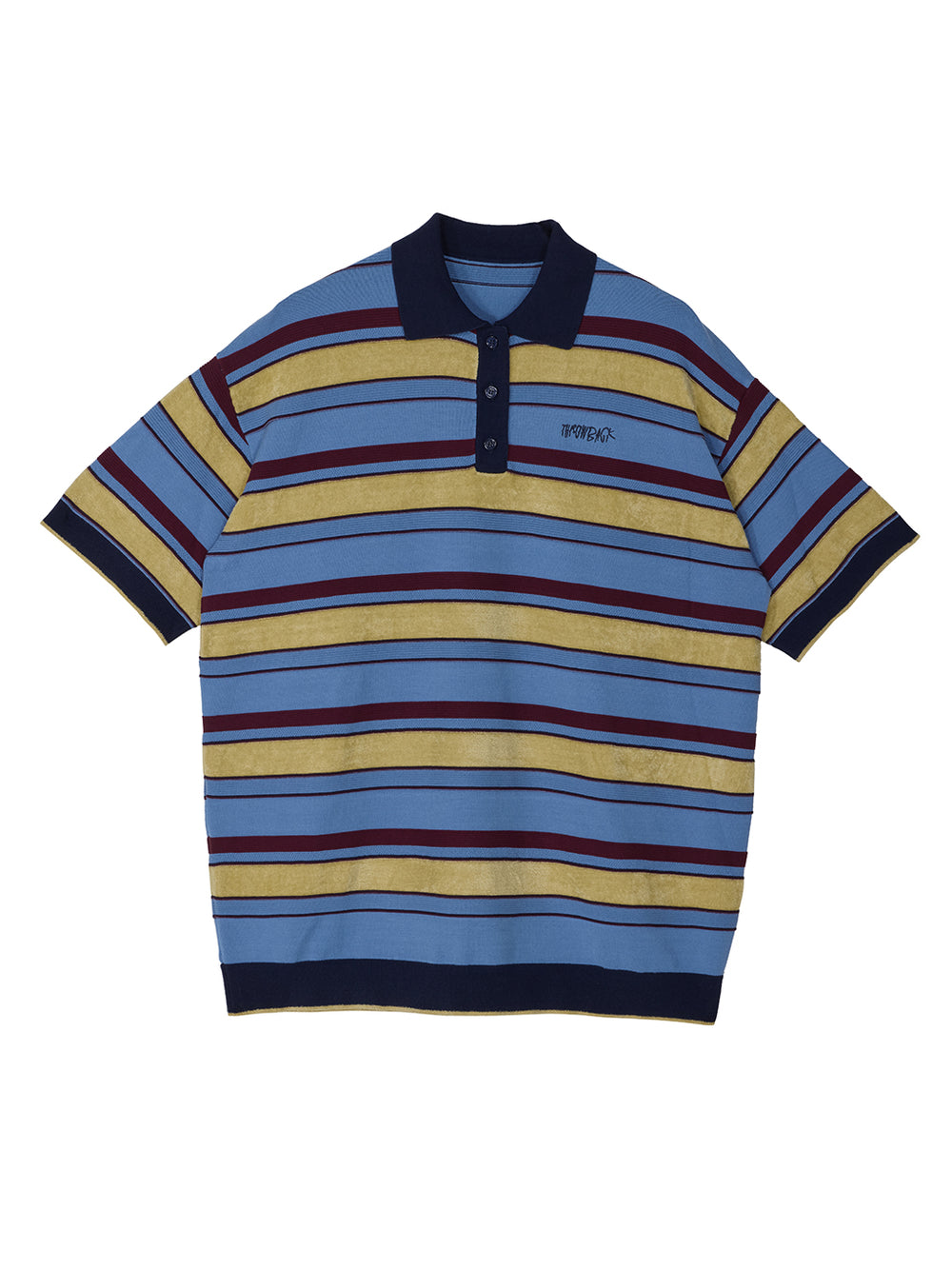 MULTI BORDER LOGO KNIT POLO TOP