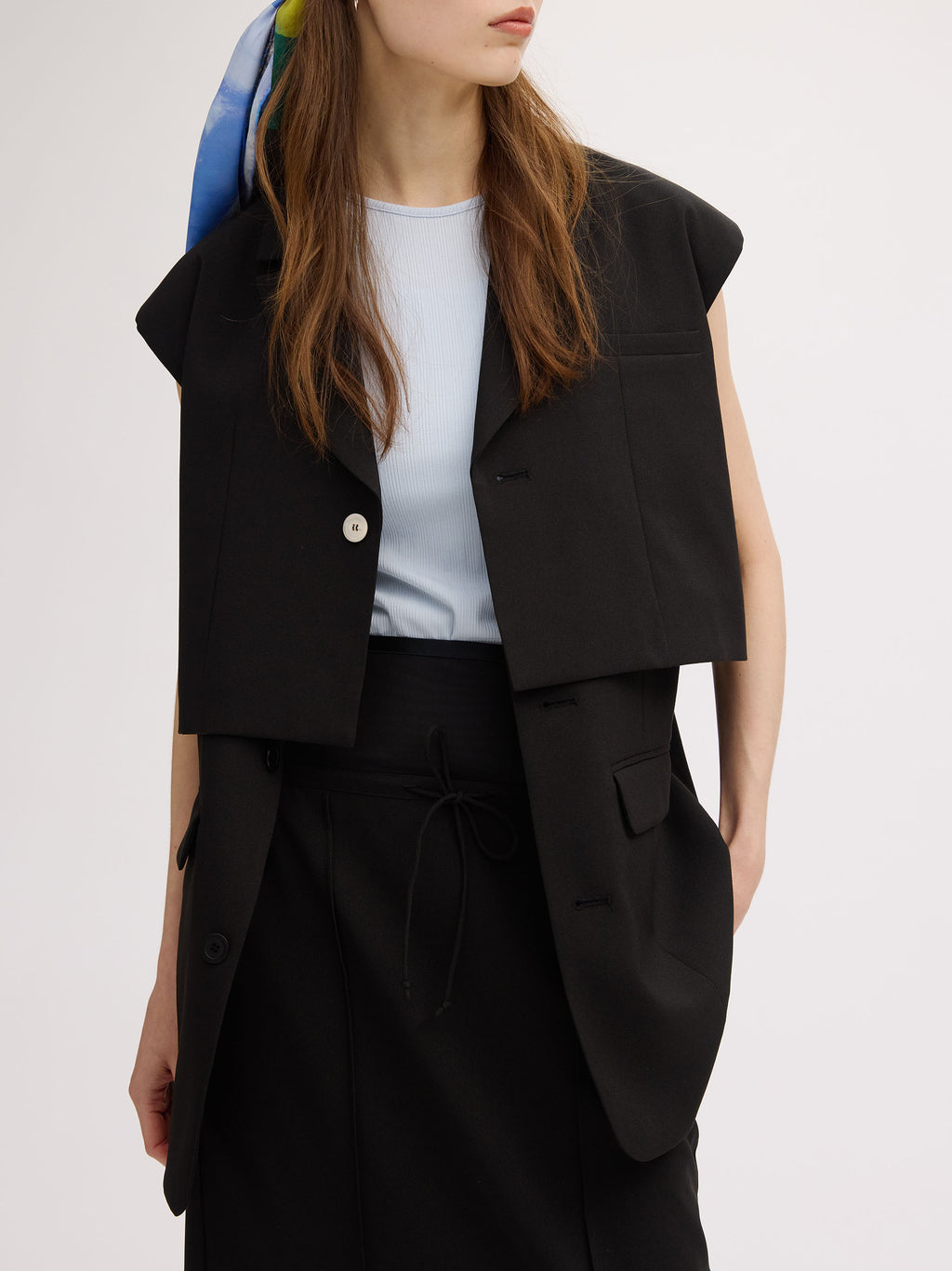 3WAY PIN TUCK LAYERED VEST